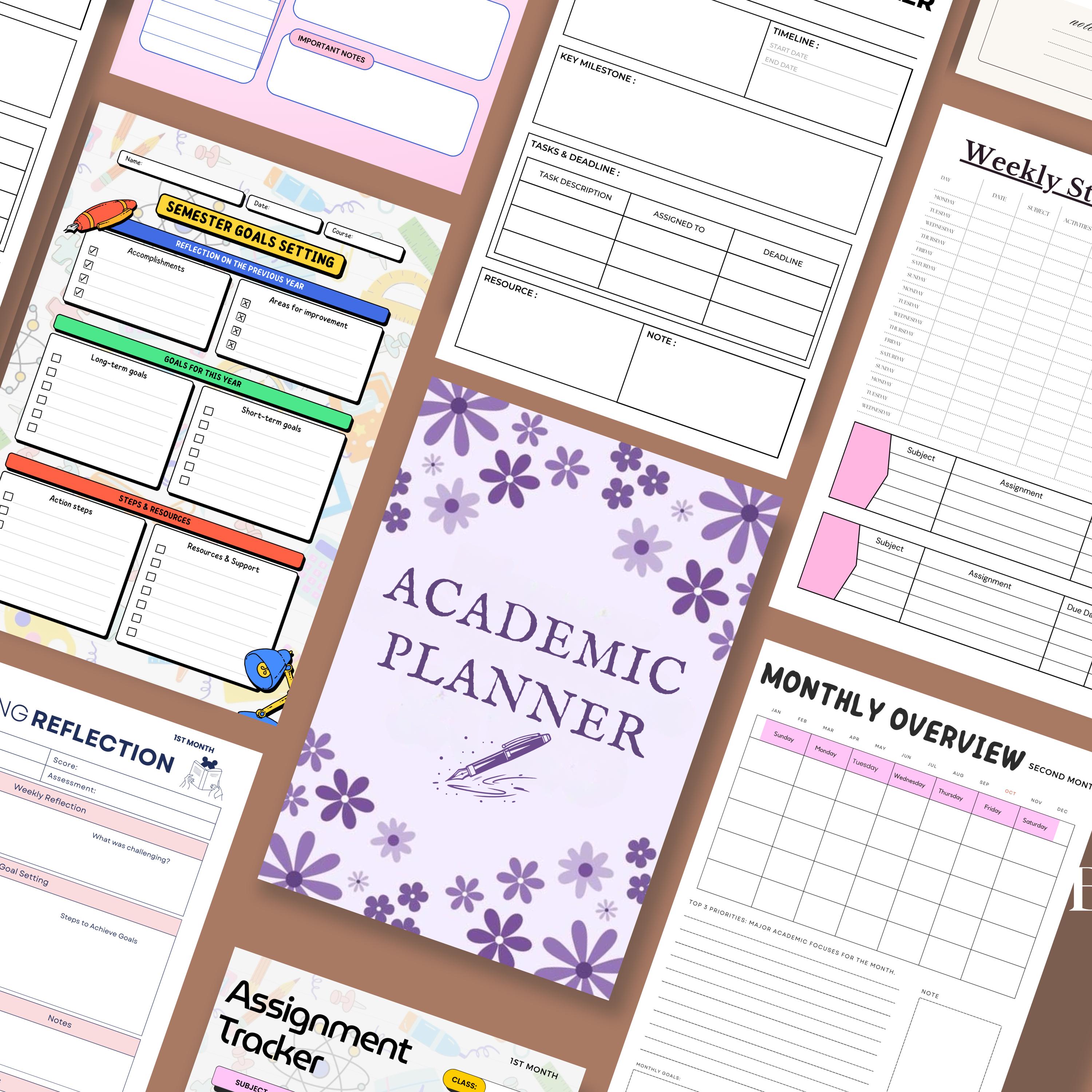 3-month Academic Planner Printable | Undated Student Planner PDF ...