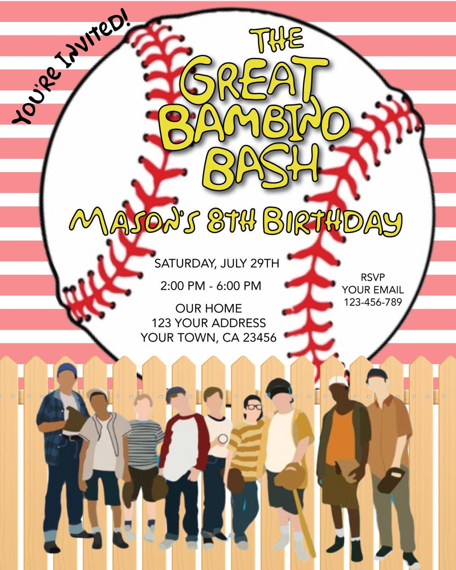 The Sandlot Themed Birthday Invitation | Custom | Digital - Etsy