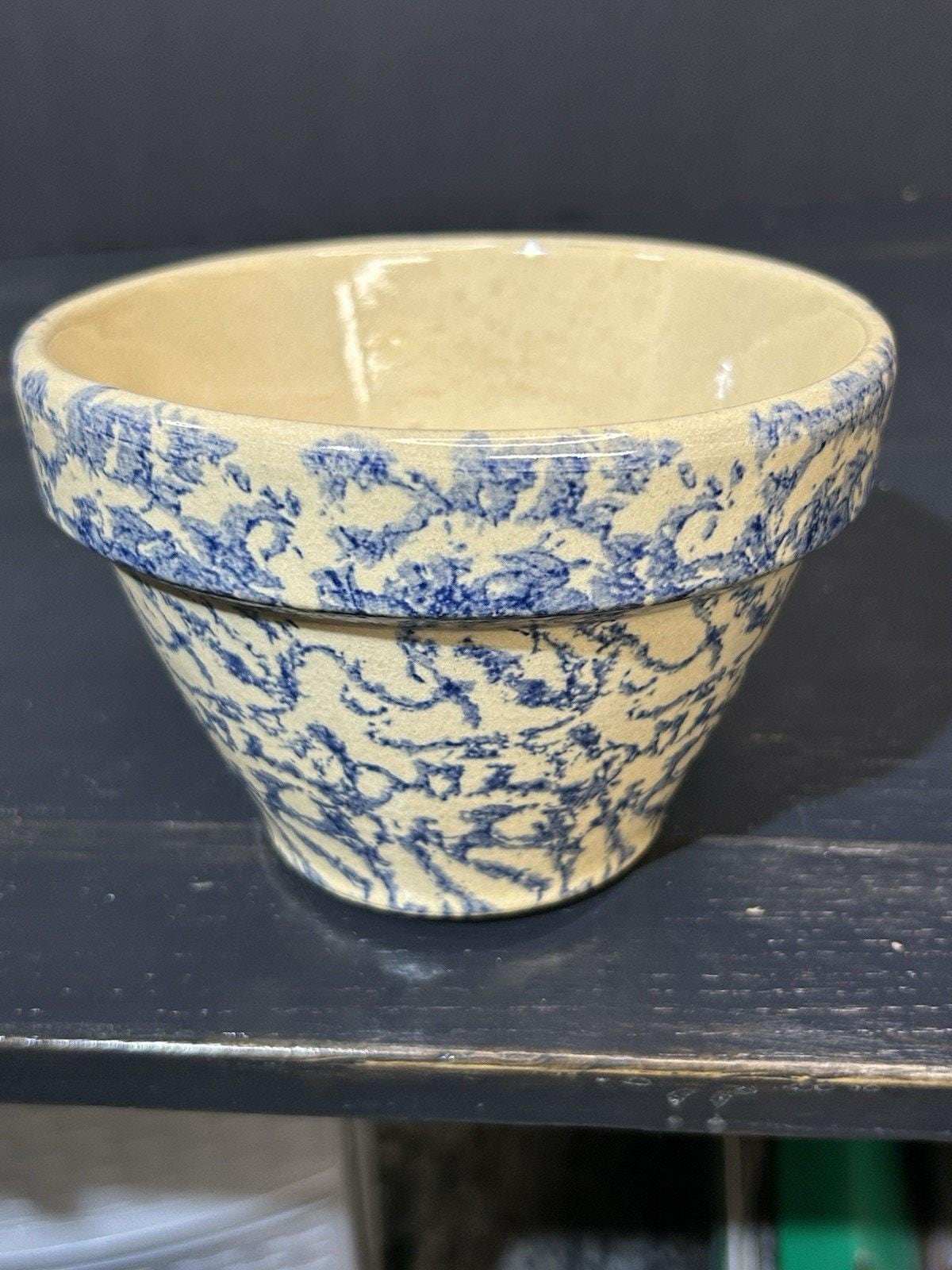 Vintage Ransbottom Blue Spongeware Mixing Bowl - Roseville Ohio ...