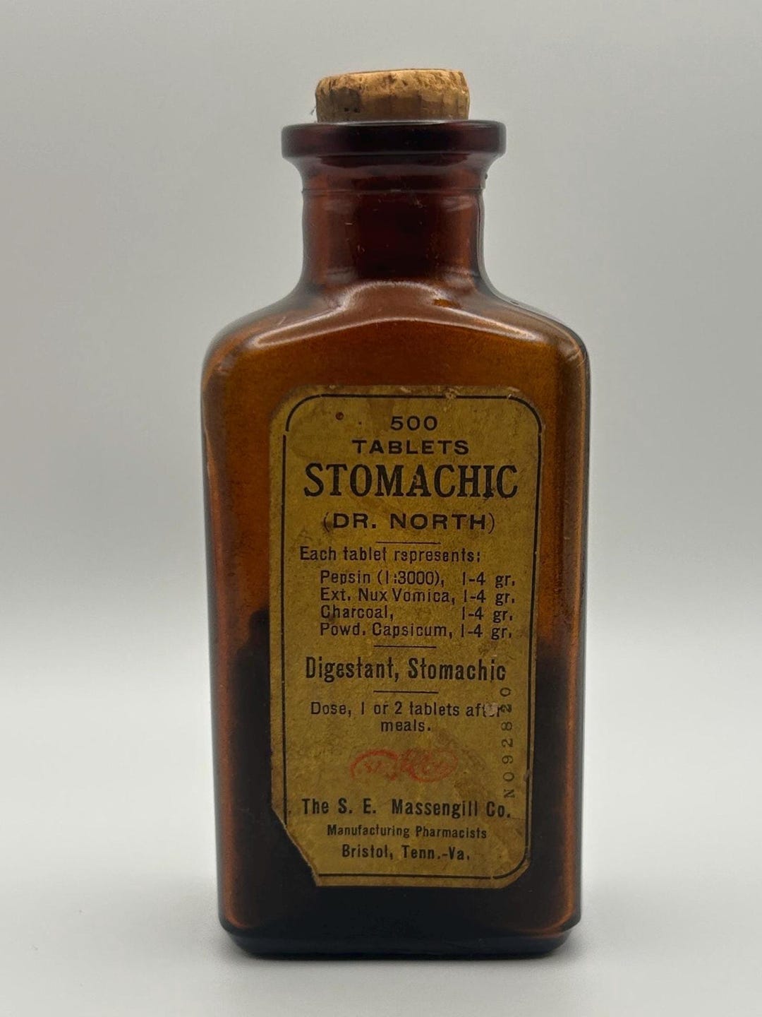 Antique Apothecary Bottle Dr North Stomachic Tablets Amber Glass ...