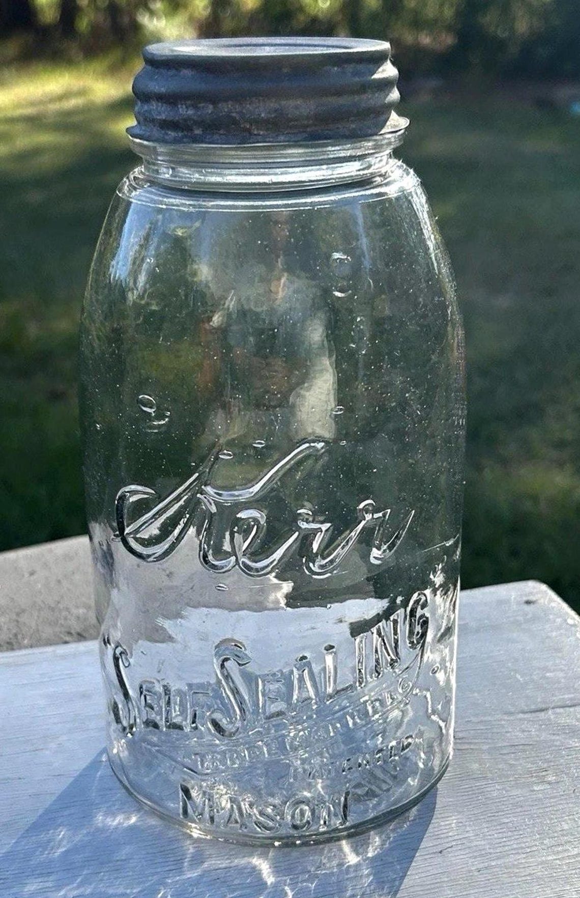 Antique Rare 1915 Kerr Self Sealing Mason Jar W Original Zinc Lid ...