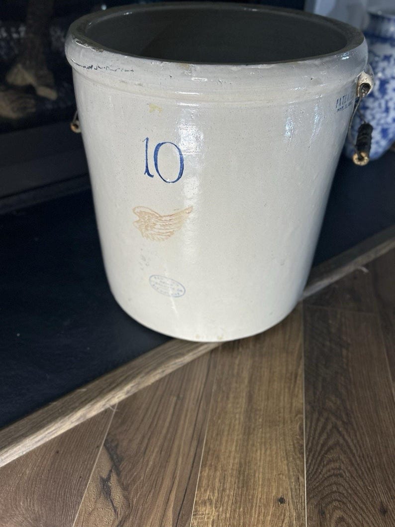 Antique Red Wing 10 Gallon Stoneware Crock With Handles | Salt Glaze ...