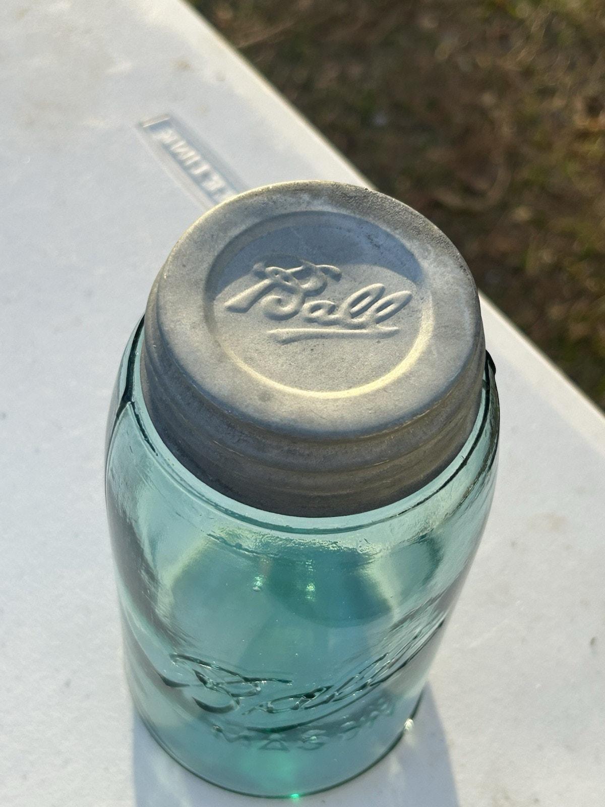 Mason Jar – Antique Ball Mason Aqua Blue Glass Quart Jar With Bail Lid ...
