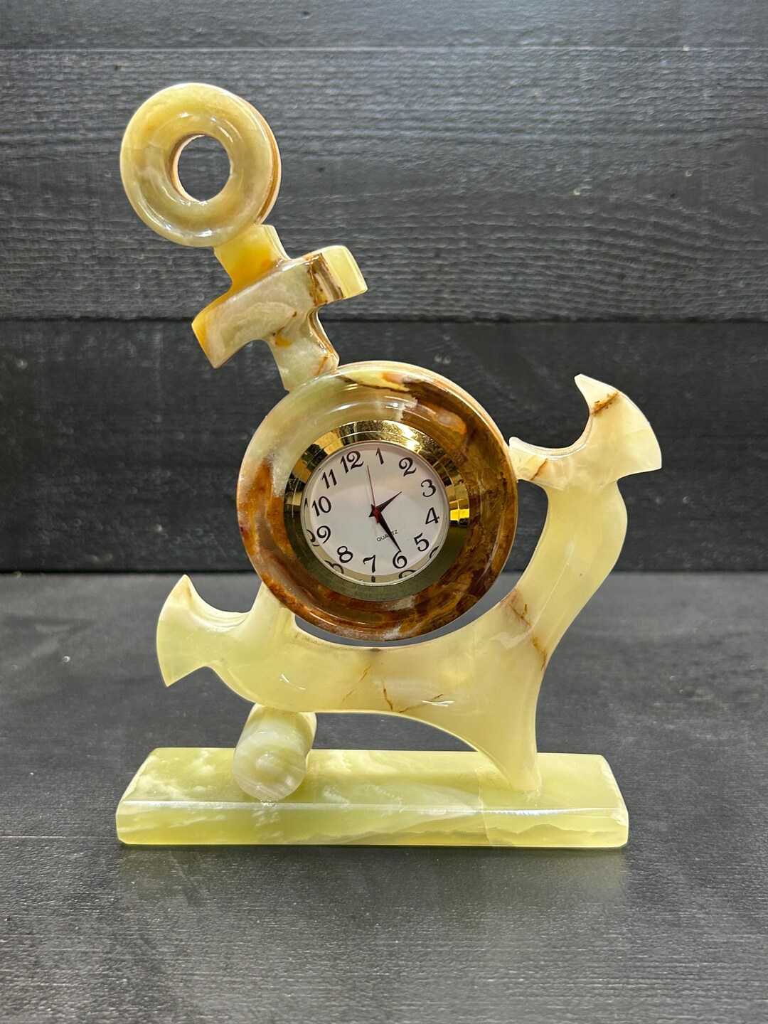 Vintage Hand Carved Onyx Camel Clock • Nautical Mid Century Timepiece ...