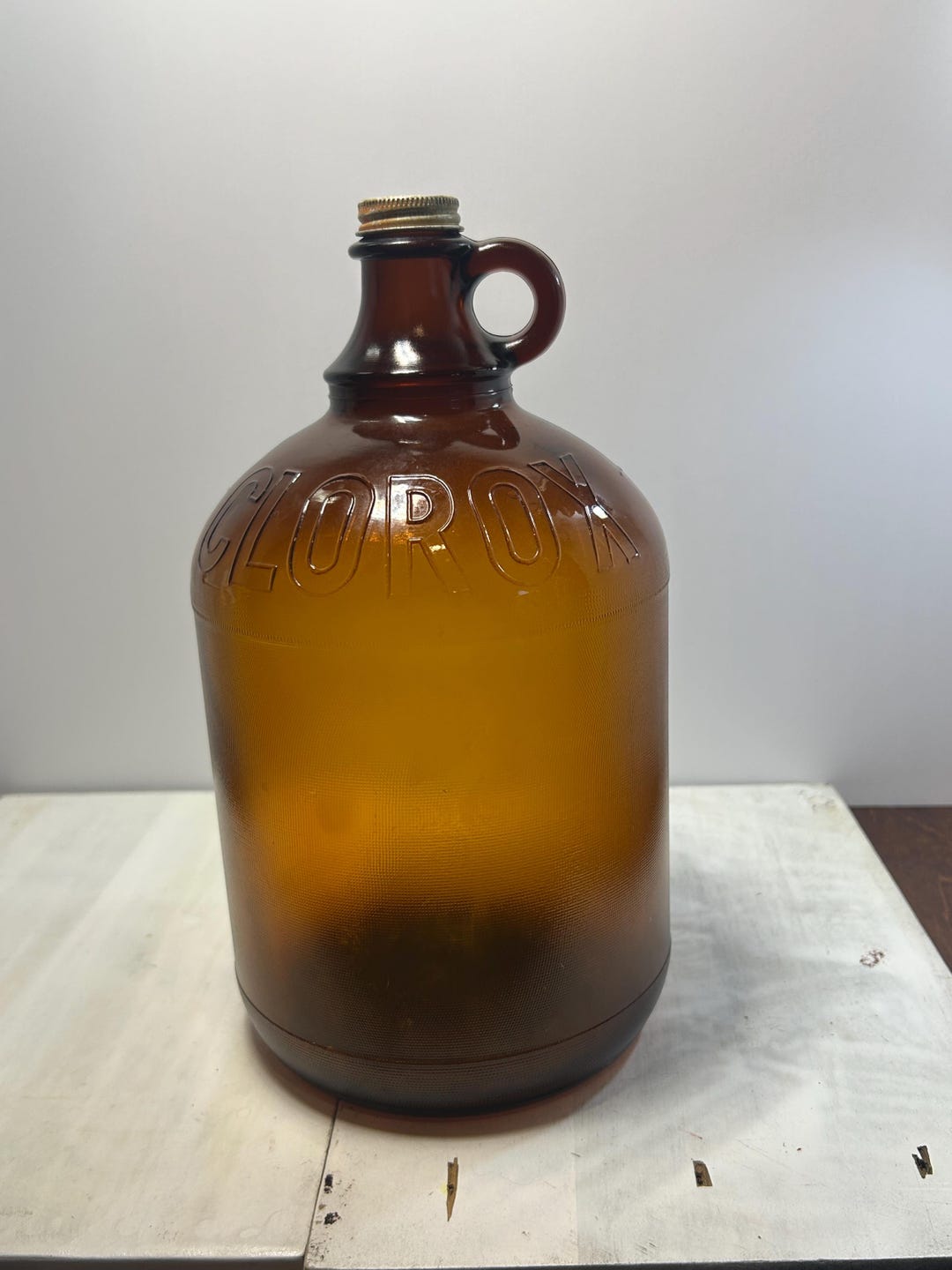 Amber Clorox Glass Bottle – Embossed 1930s Bleach Jug – Vintage Rustic ...