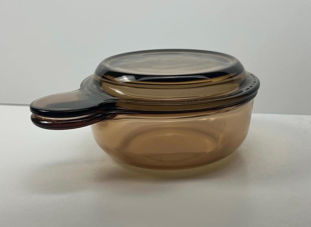 Vintage Pyrex Visions Amber Grab-it Bowl With Lid Corning Ware Glass ...