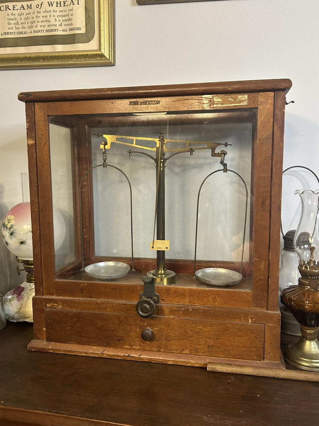 Incredible Antique Balance Beam Scale in Wood Case by Palo Company New ...