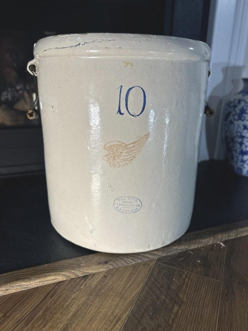 Antique Red Wing 10 Gallon Stoneware Crock: Farmhouse Kitchen Decor ...