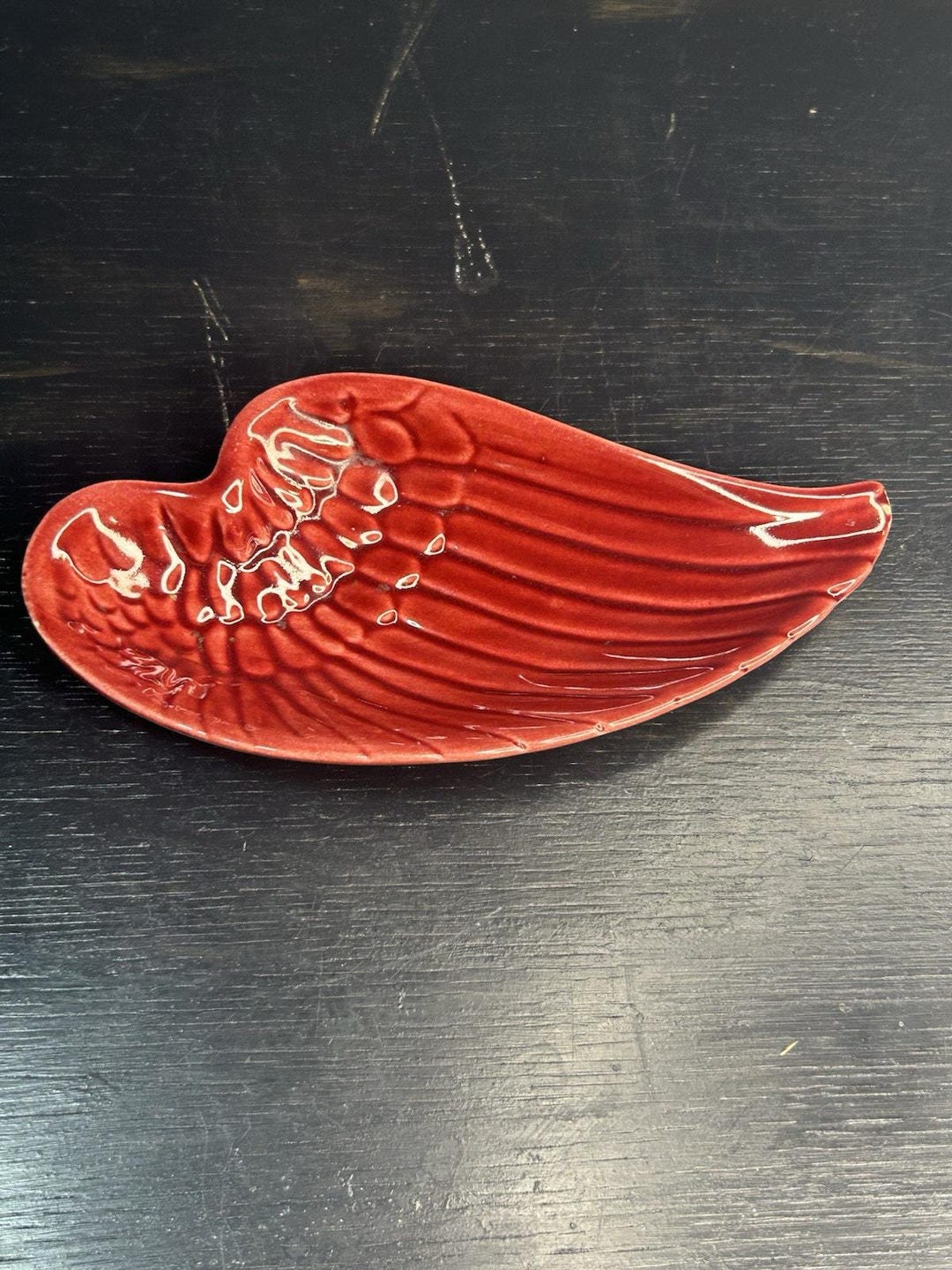 Vintage Red Wing Pottery Wing Shape Ash Tray / Trinket Dish 7.25” X 3 5 ...