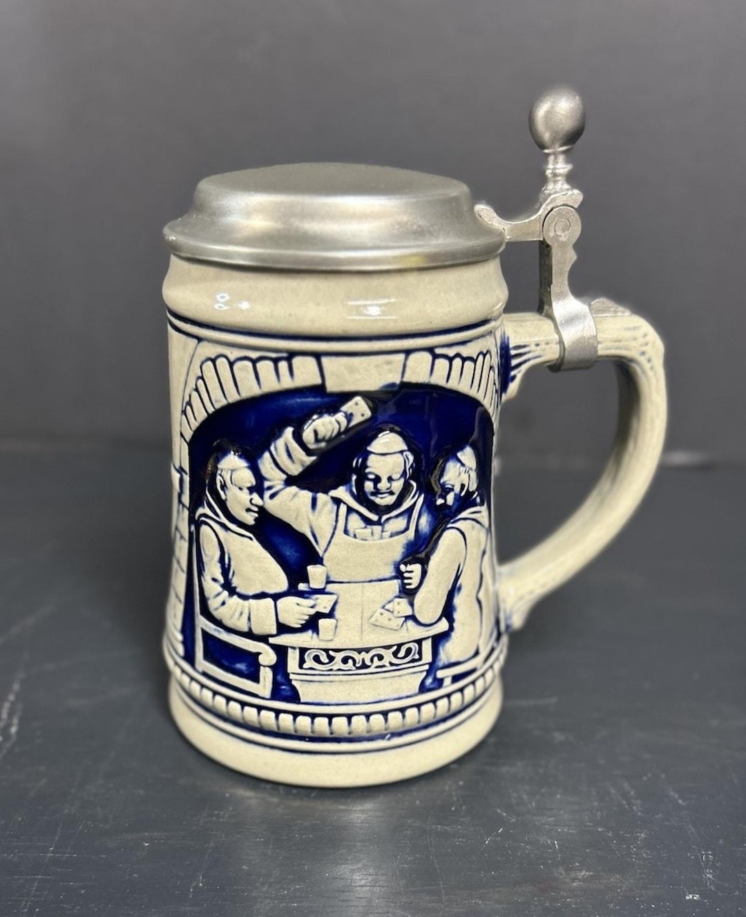 Detailed Vintage German Beer Stein Lidded Monks Brewing and Celebrating ...
