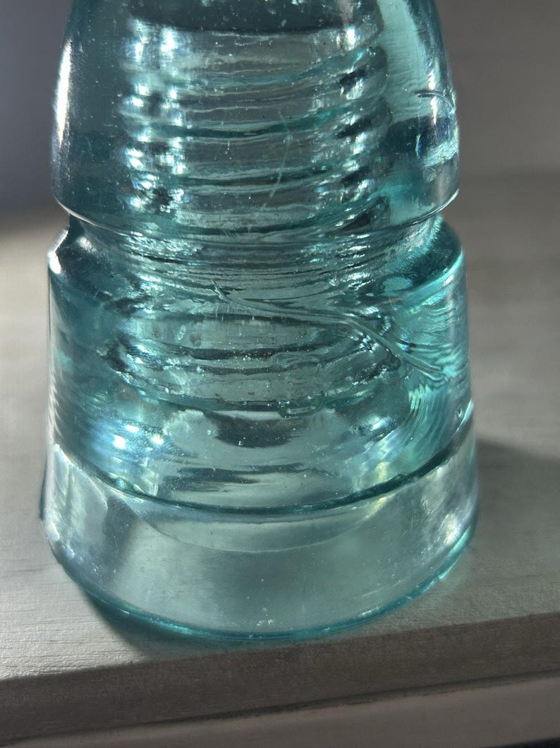 Antique Ice Blue Glass Insulator – Brookfield CD 145, Vintage Telegraph ...