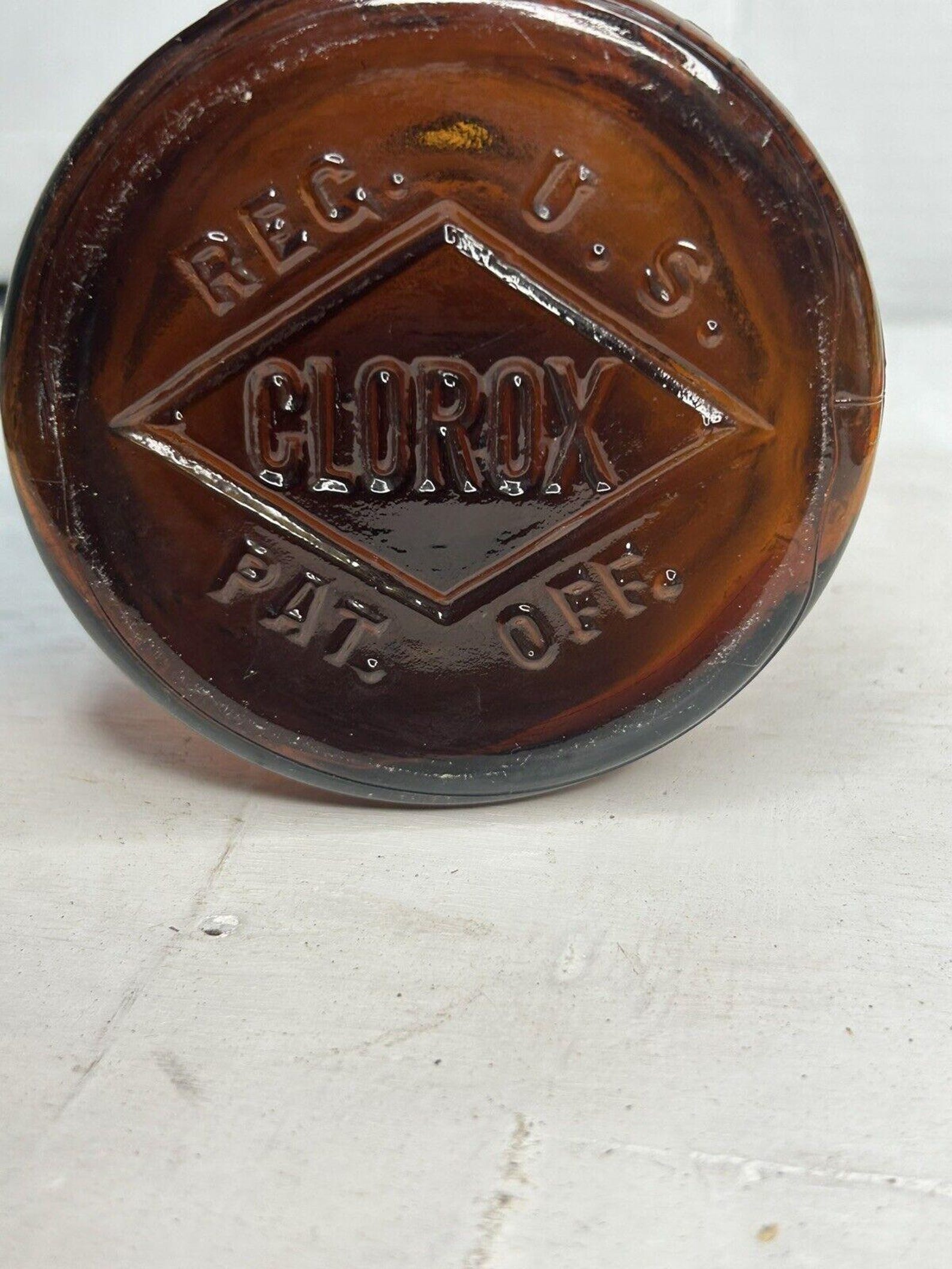 Extremely Rare Vintage Brown Glass Clorox Cork Top Bottle 7.5 in Large Gorgeous Home Decor ...