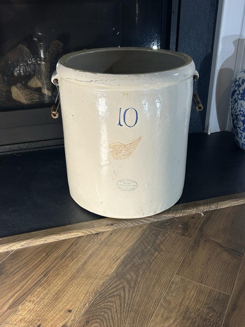 Antique Red Wing 10 Gallon Stoneware Crock With Handles | Salt Glaze ...
