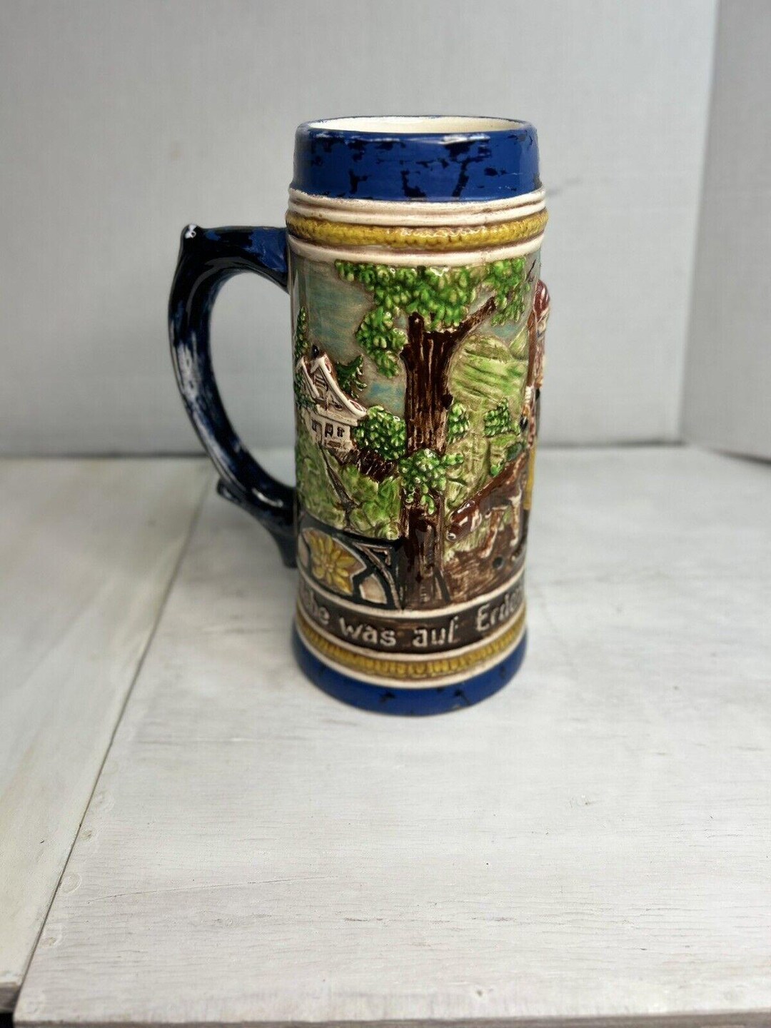 Antique German Holland Mold Stoneware Beer Stein. 8” Tall. Gorgeous ...