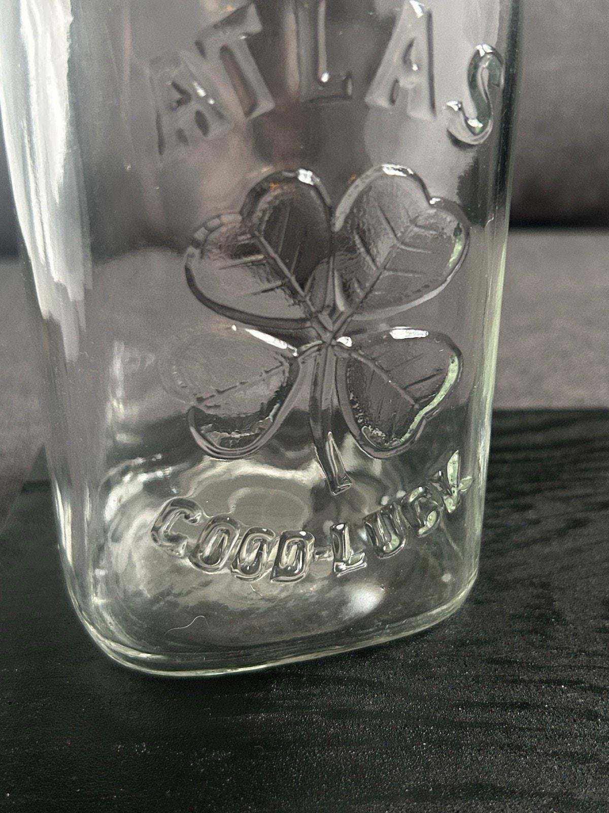 Vintage Atlas Good Luck Clover Jar – Rare Four-leaf Clover Bail Mason ...
