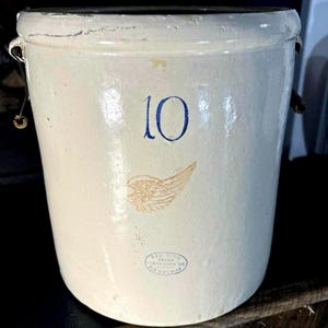 Antique Red Wing 10 Gallon Stoneware Crock Salt Glaze Cobalt Blue ...