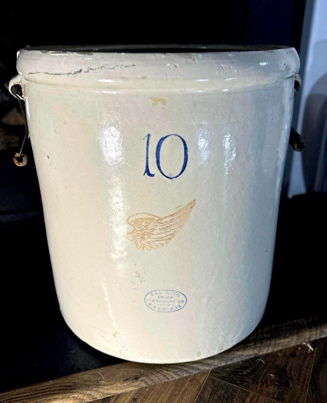 Antique Red Wing 10 Gallon Stoneware Crock With Handles | Salt Glaze ...
