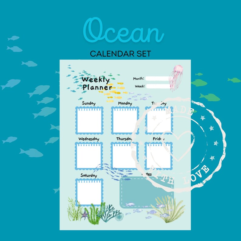 Ocean Planner Set - Monthly, Weekly and Daily - A4 PDF Digital Download ...