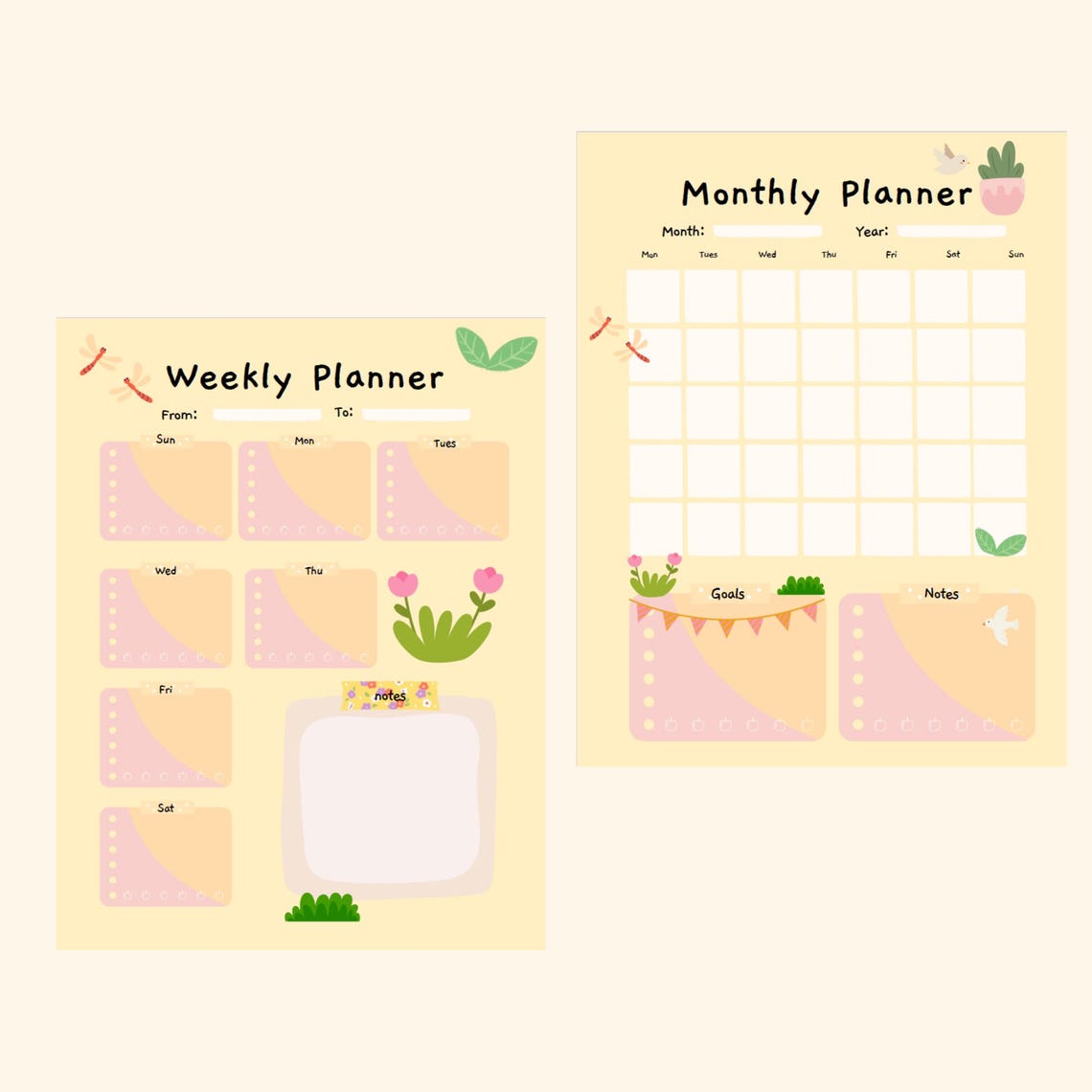 Spring Planner Set - Monthly, Weekly and Daily - PDF Digital Download ...