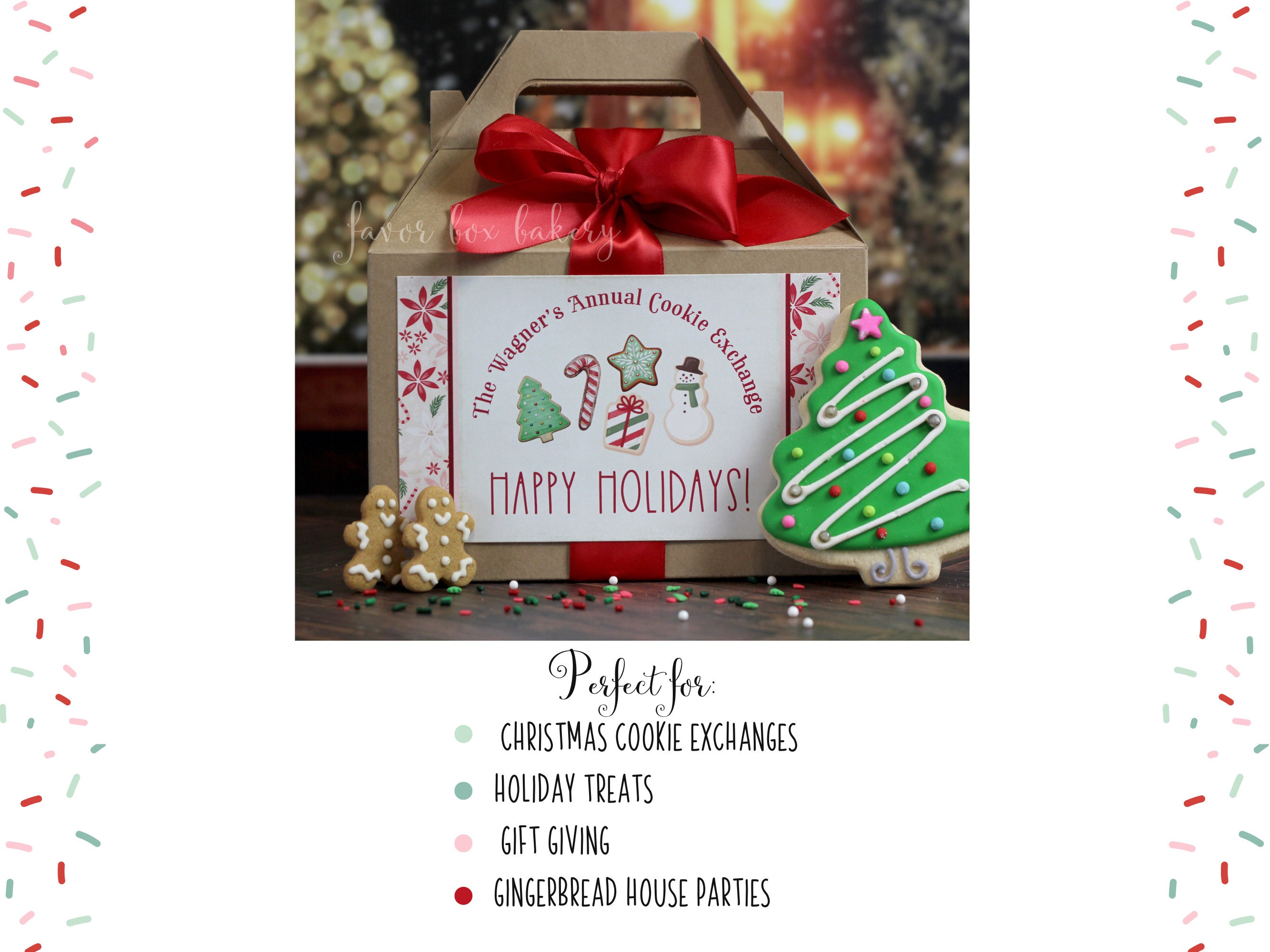 Personalized Christmas Gift Box | Cookie Exchange Box | Cookie Swap Box ...