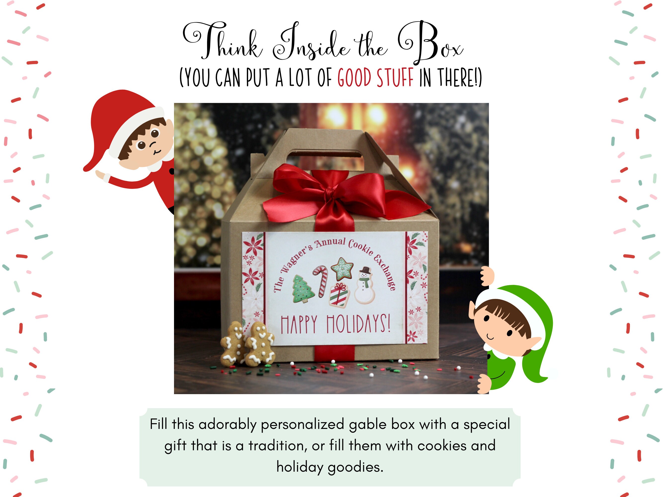 Personalized Christmas Gift Box | Cookie Exchange Box | Cookie Swap Box ...