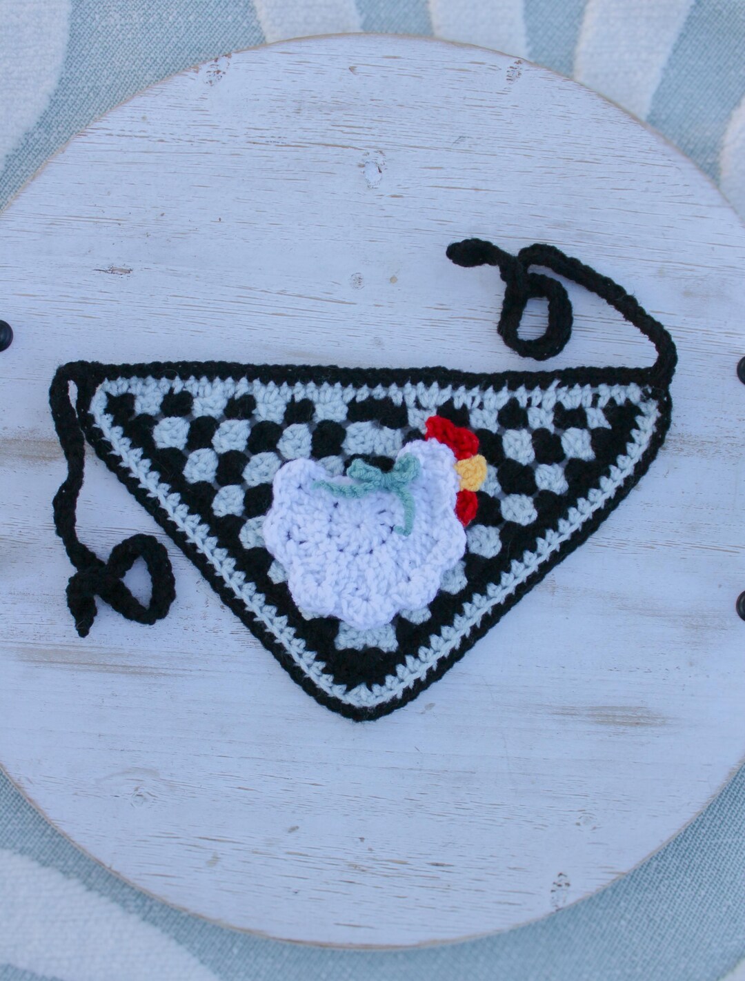Sweet Farmhouse Chicken Crochet Pet Bandana | Handmade Chicken Bandana ...