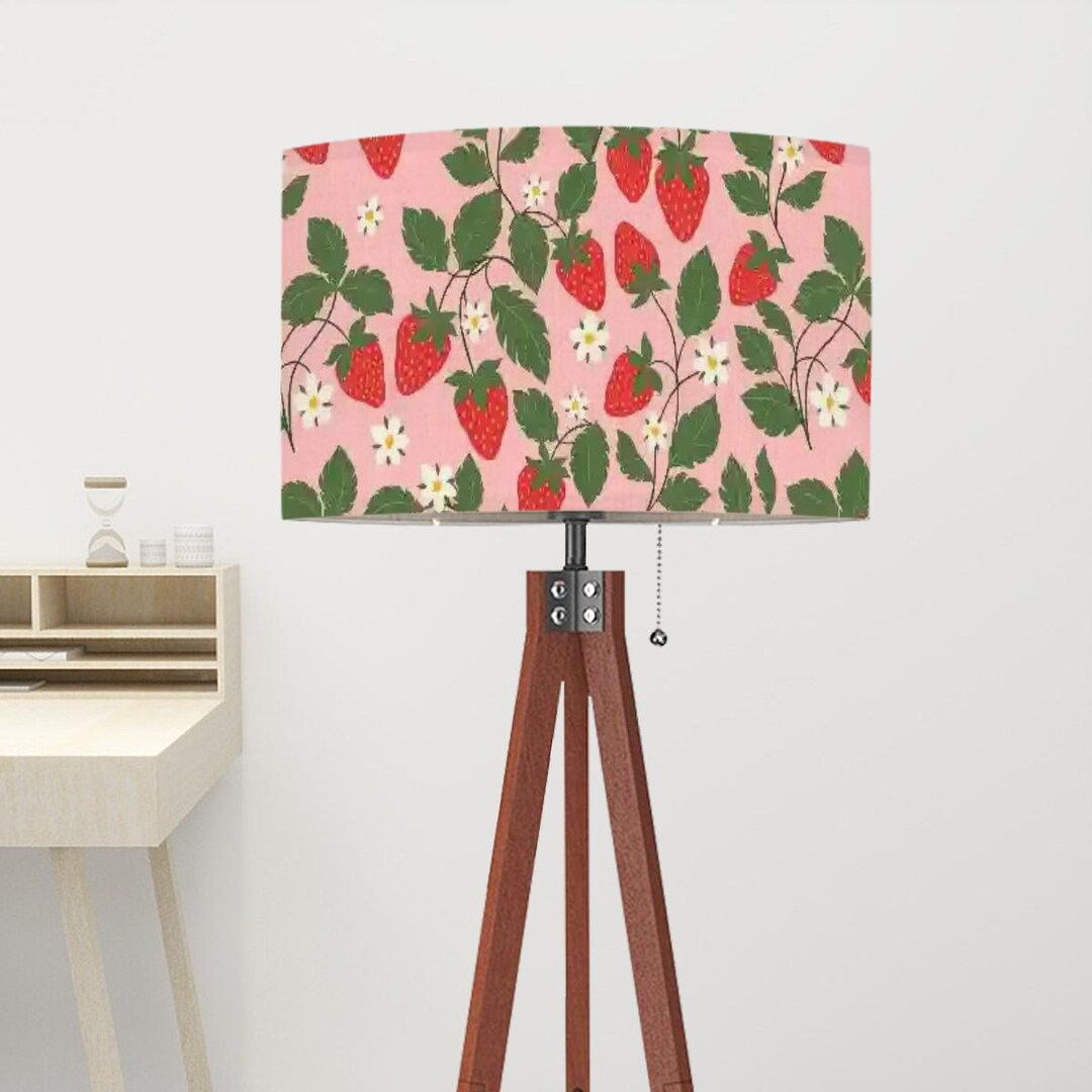 Lamp Shade With Ring (ships From USA) Strawberries Light Pink & Red ...