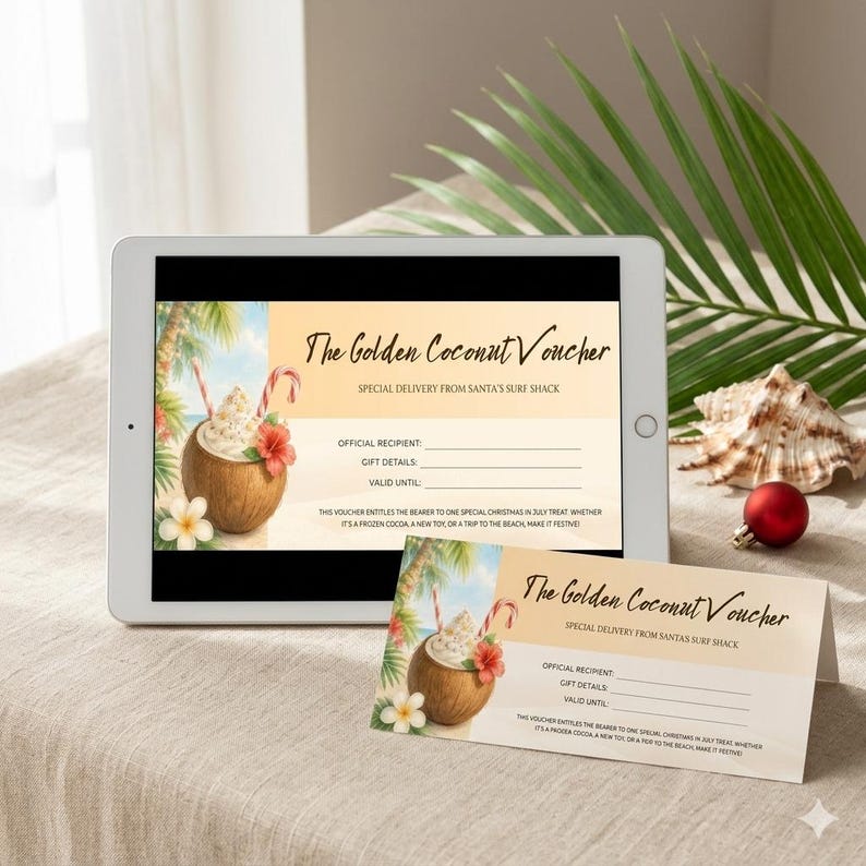 Christmas in July Gift Voucher Template | 3 Editable Canva Vouchers ...