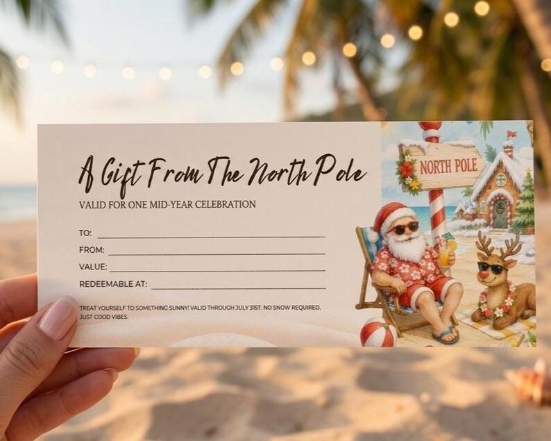 Christmas in July Gift Voucher Template | 3 Editable Canva Vouchers ...