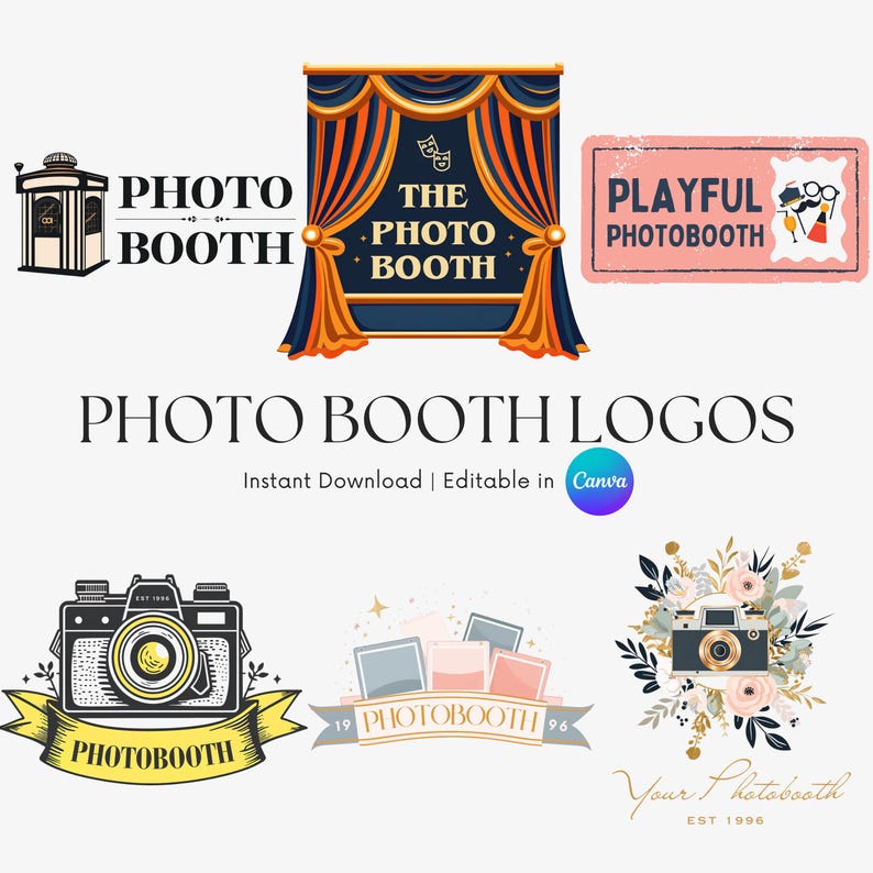 Photo Booth Logos Template Canva Editable Event - Etsy