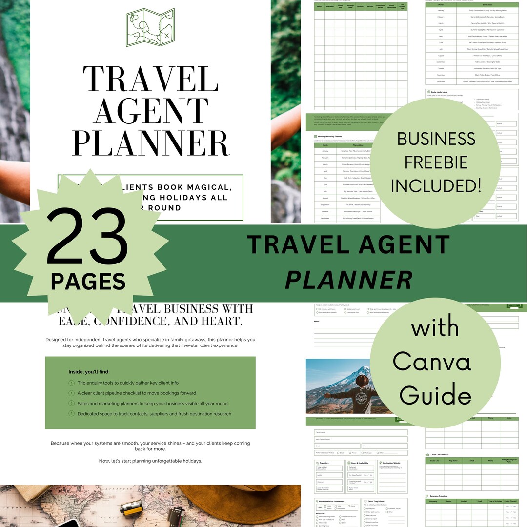 Travel Agent Planner Template Canva: Itinerary & Budget (23 Pages ...
