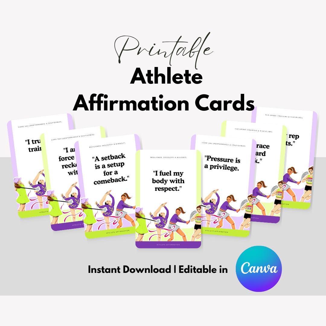 Athlete Affirmation Cards, Fitness Motivation, Sports Mindset ...