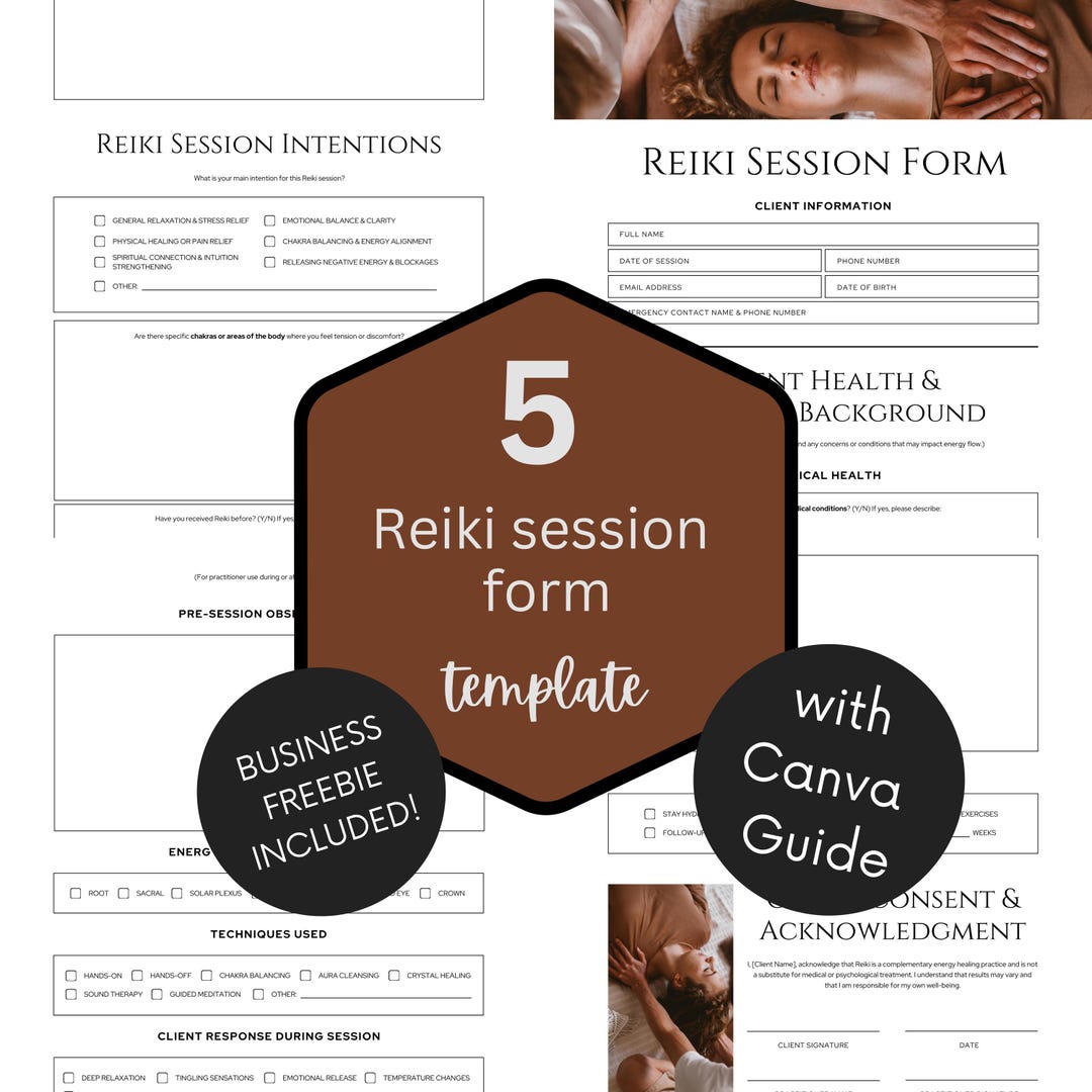 Reiki Session Form Template: Editable Energy Healing Client Intake ...