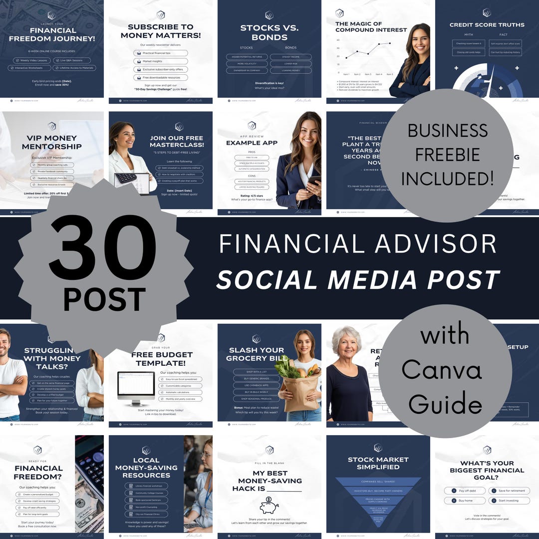 Financial Advisor Instagram Post Templates: Canva Editable Finance ...