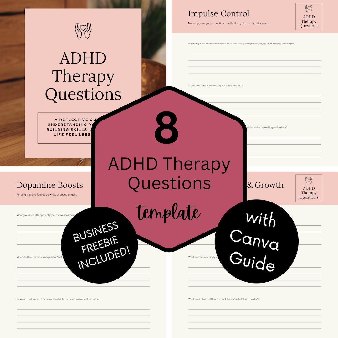 ADHD Therapy Questions – Printable Journal Prompts PDF Workbook for ...
