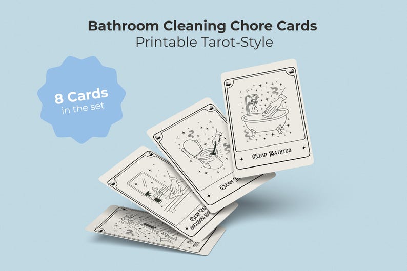 Bathroom Cleaning Chore Cards – Printable Tarot-style Task Deck for ...