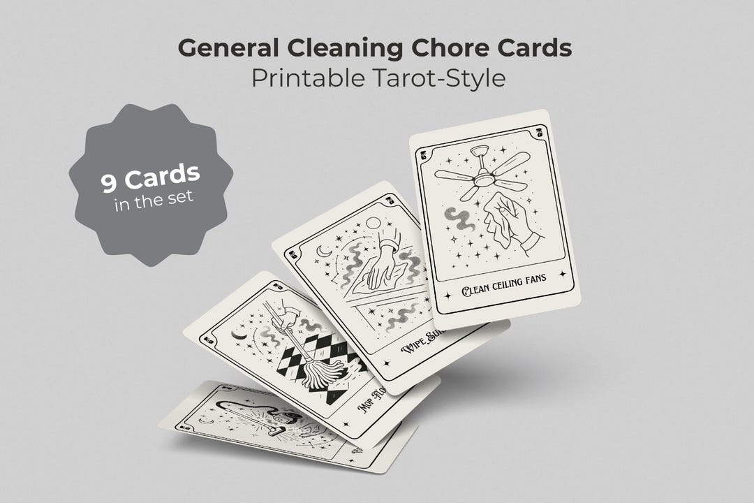 Printable General Cleaning Chore Cards: Tarot-style Task Deck (PDF ...