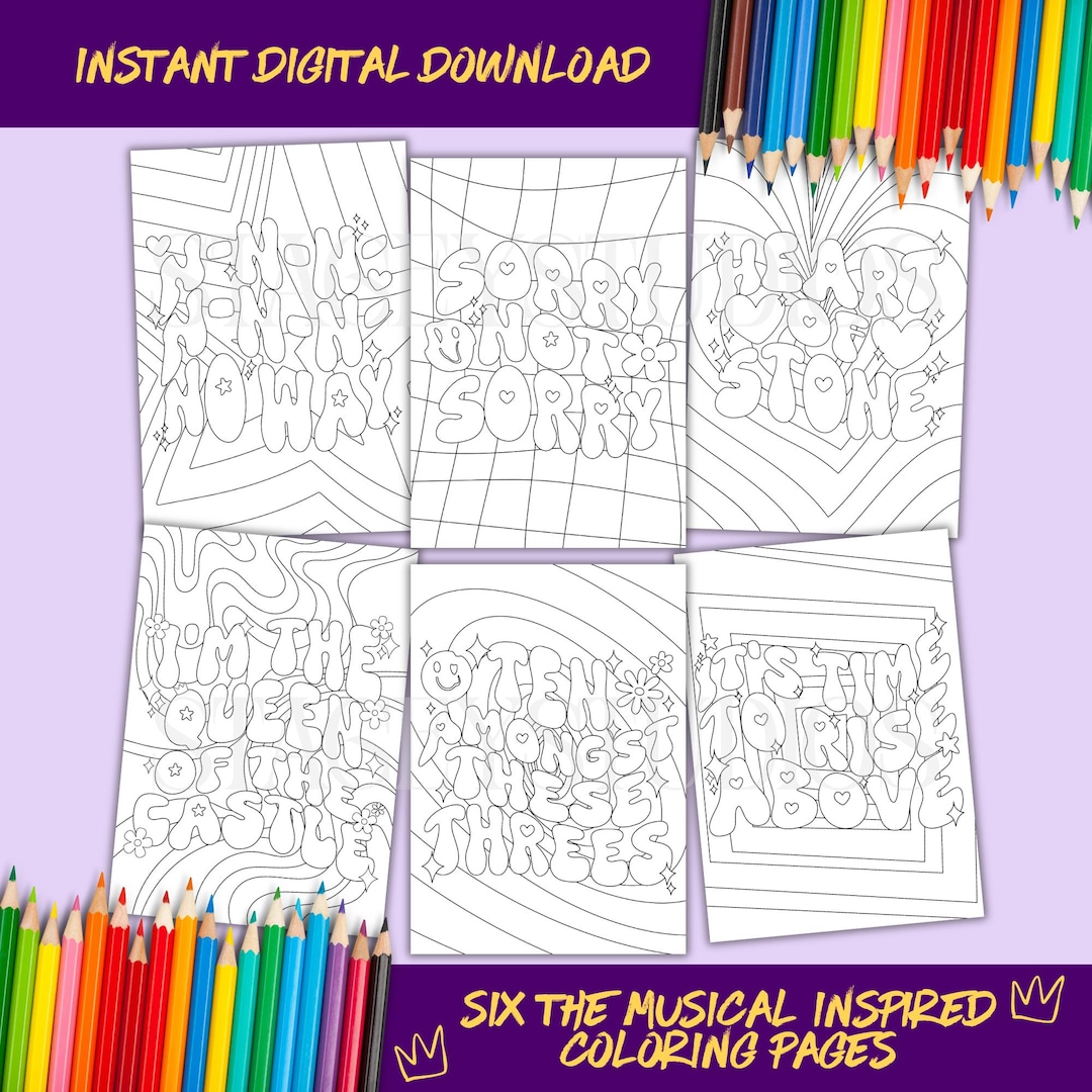 Six the Musical Inspired Groovy Coloring Pages | Printable Colouring ...