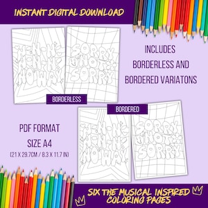 Six the Musical Coloring Pages, Printable Colouring Activity, Show ...
