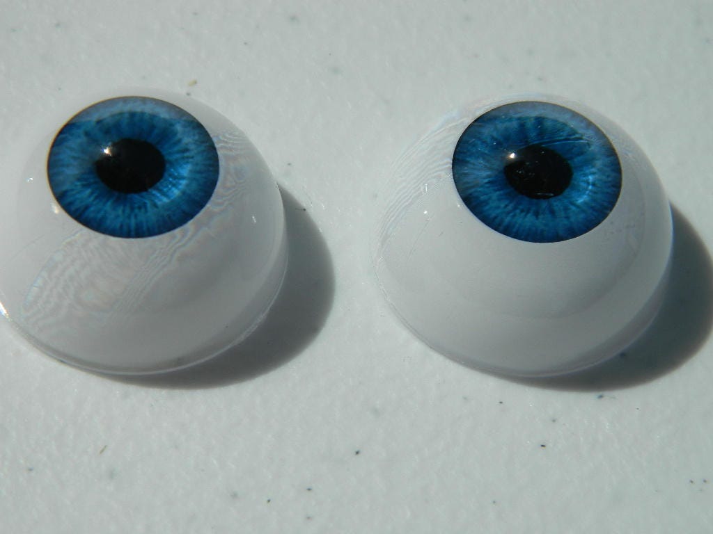 Pair of Life Size Realistic Human Acrylic Half Round Hollow Back Eyes ...