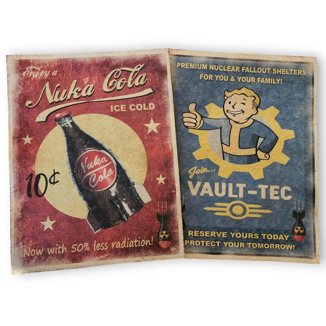 Fallout, Nuka Cola and Vault Tec 2 Aged Printed Concept AD Art 8.5 X 11 ...