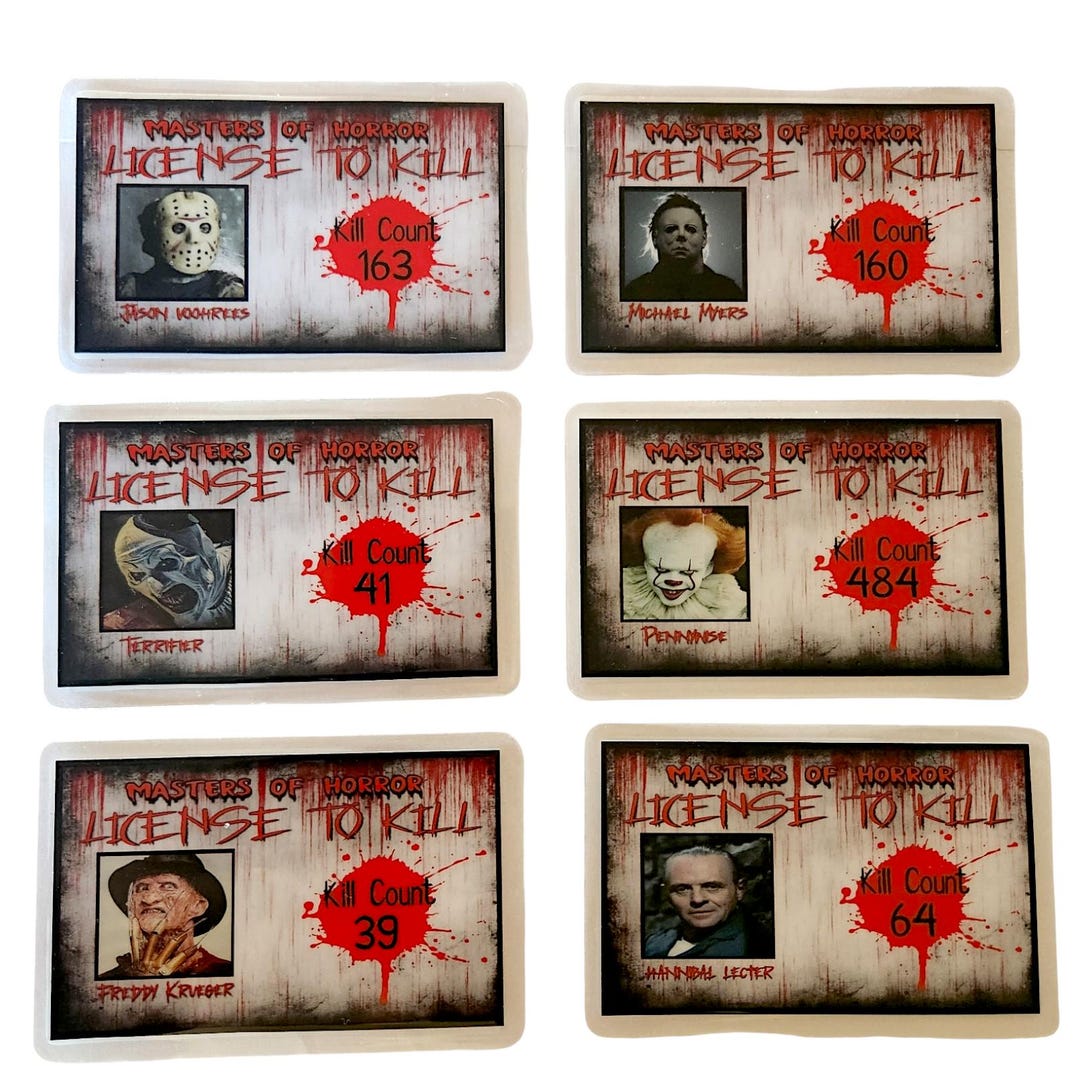License to Kill Horror Cards With Kill Count, Quality Laminated 10 Mil ...