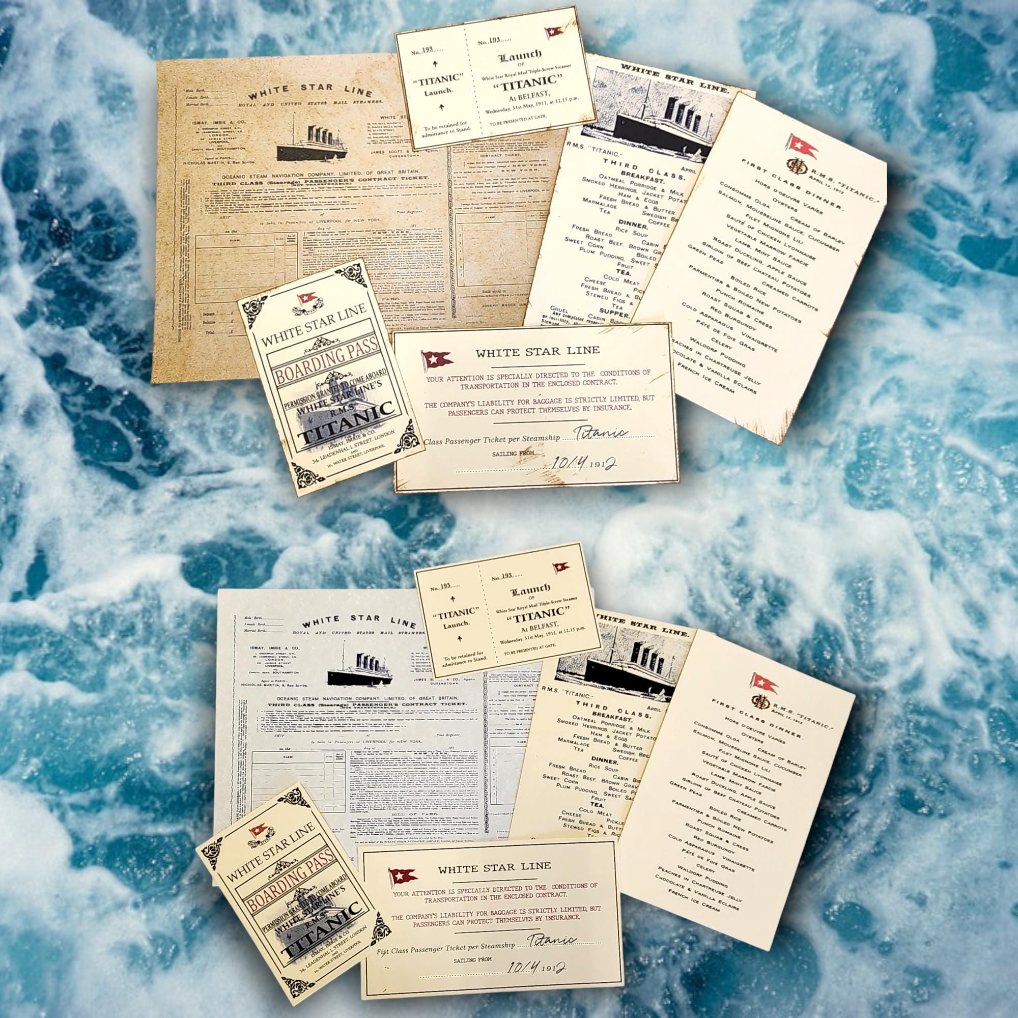 Titanic Authentic Reproduction Boarding Pass, First and Third Class ...
