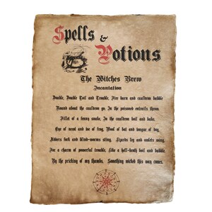Witches Spell Book Aged Printed Book Pages, Halloween Prop by Dead Head ...