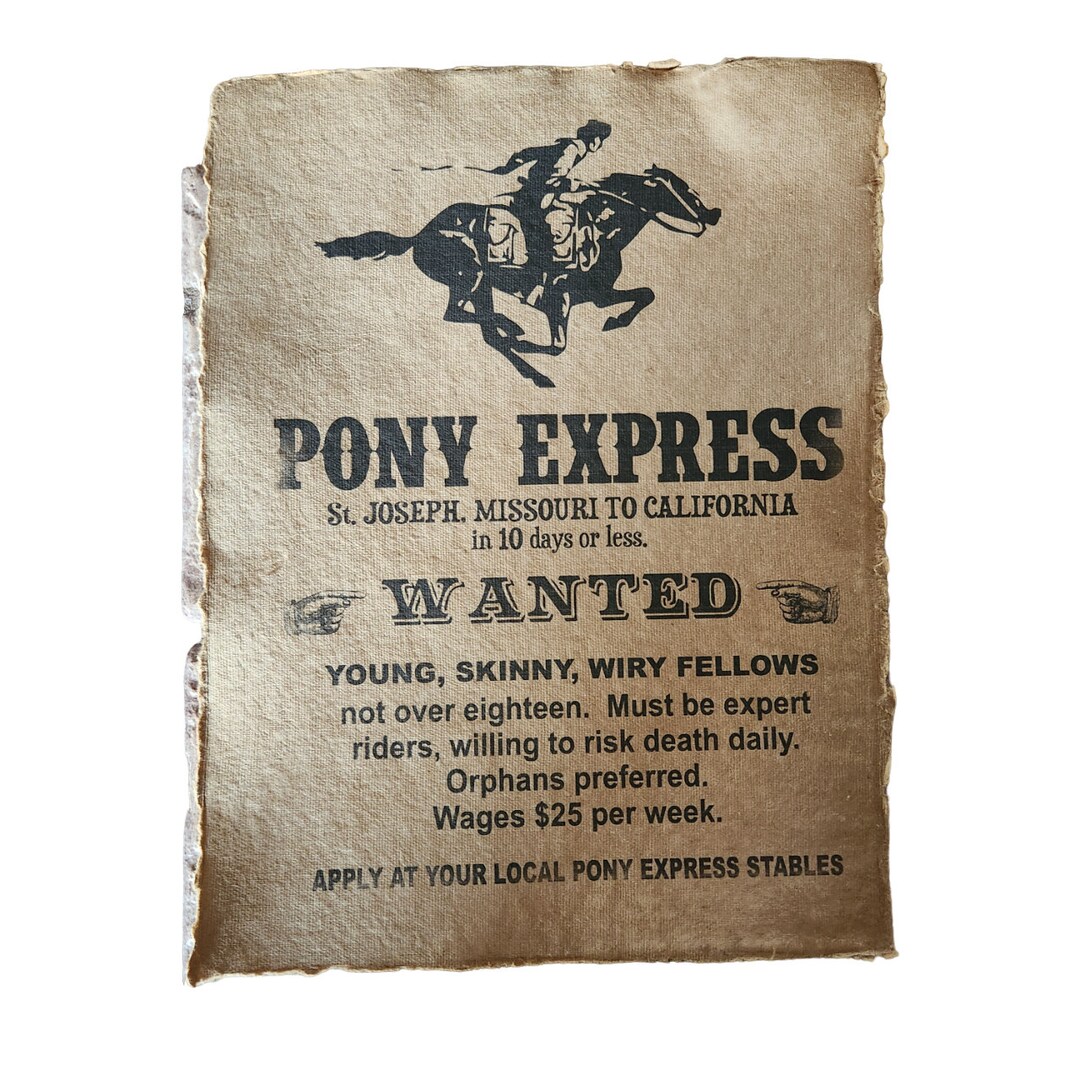 Pony Express Aged Printed Poster Page, Old West Halloween Prop, Wall ...