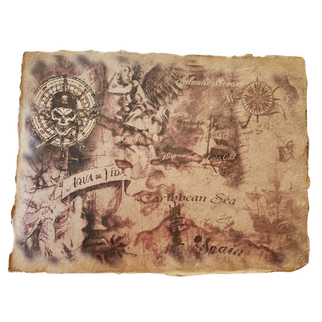 Pirate Caribbean Treasure Map Aged Printed, Halloween Prop Wall Art - Etsy