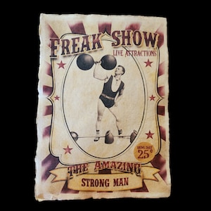 Curiosity, Freakshow, Vintage Circus Posters Printed on Vintage Aged ...