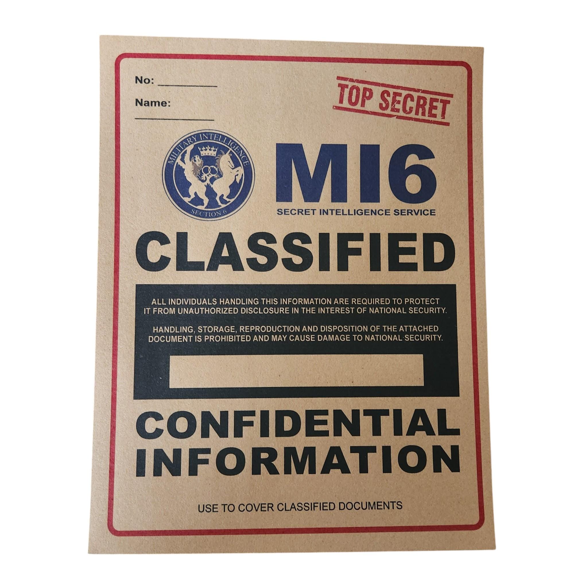Set of 3 FBI, CIA, MI6 Top Secret Classified Card Stock Cover Sheets 8. ...