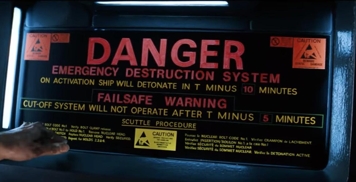 Alien Nostromo Auto Destruct Instrustruction Panel Stickers/labels 2 ...