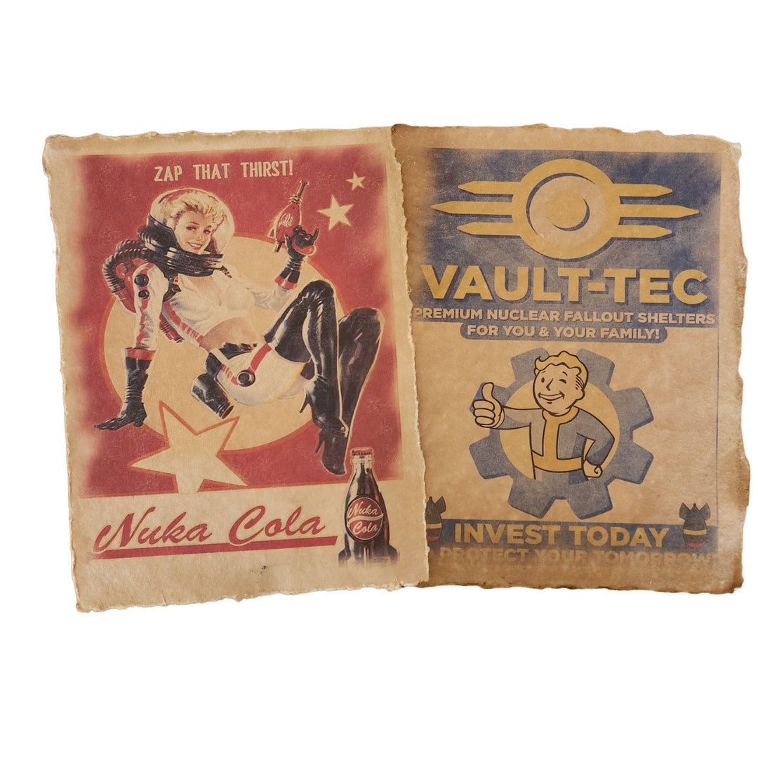 Fallout, Nuka Cola and Vault Tec Aged Printed Concept AD Art 8.5 X 11 ...